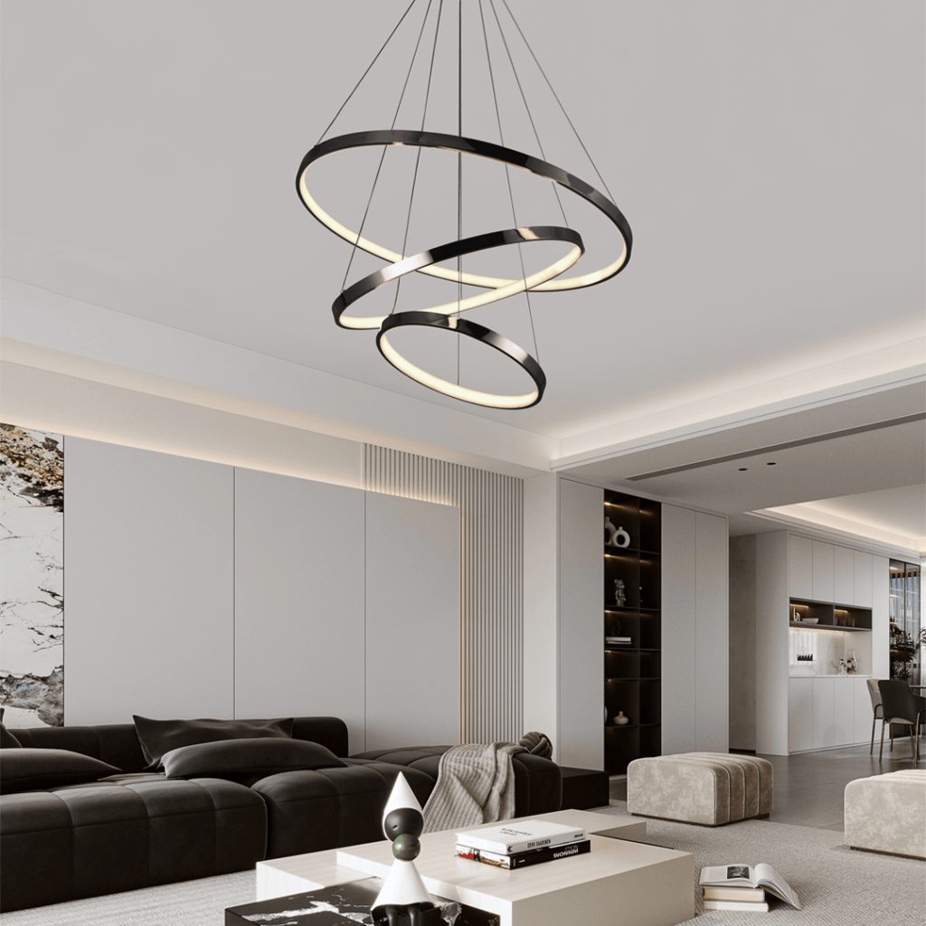 Lampara colgante 3 aros led a control remoto y dimer de intensidad mas ...